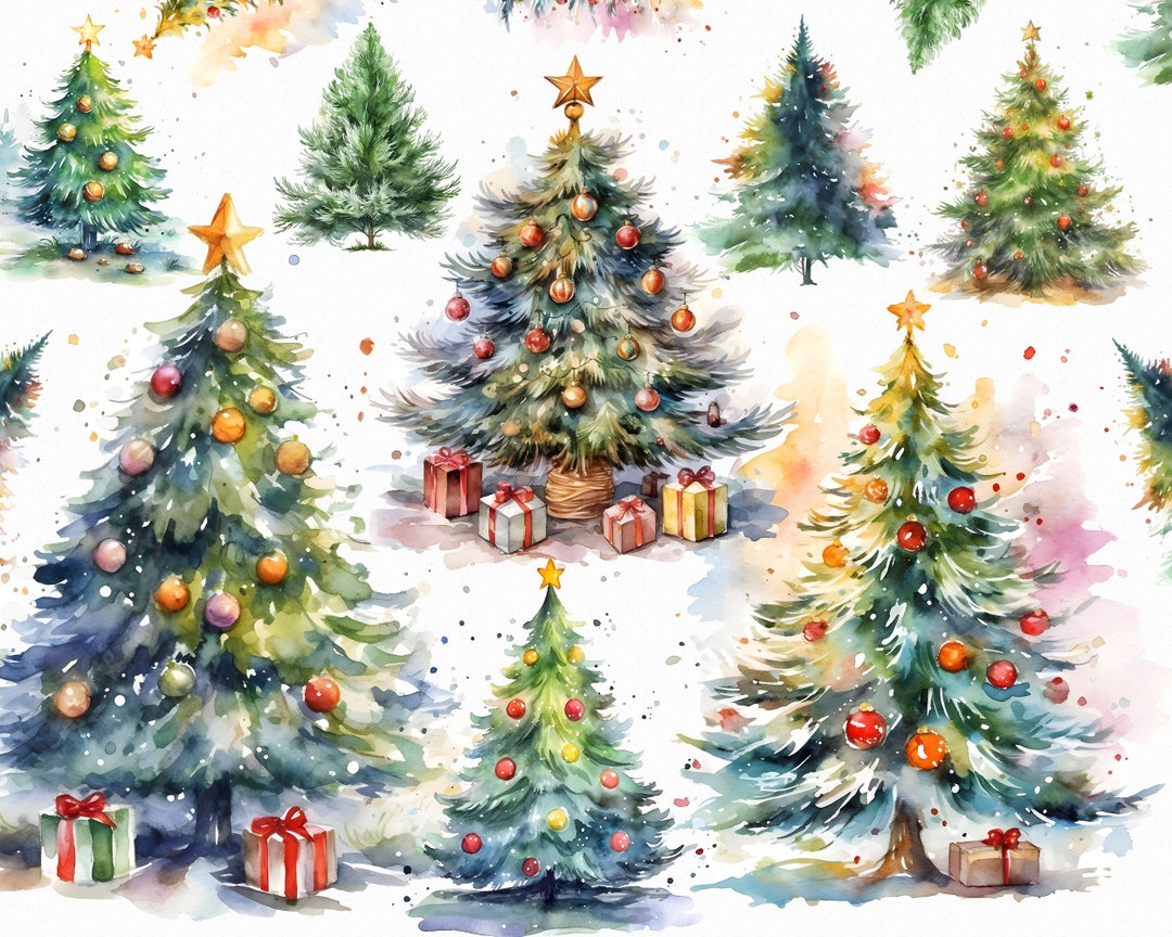 26 Watercolor Xmas Tree Png Craft Making Clipart - Christmas Images ...