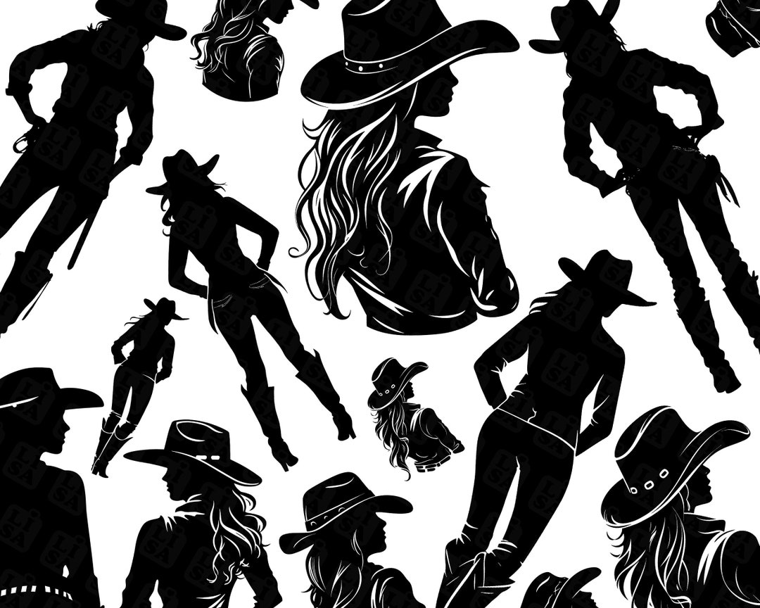 33 Western Cowgirl Svg Bundle Vector - Country Cowgirl Silhouette for ...
