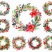 25 Watercolor Christmas Wreath Clipart Holiday Wreath Printable ...