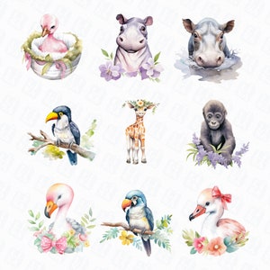 Cute Safari Baby Shower Clipart - Baby Safari Animals High-quality ...