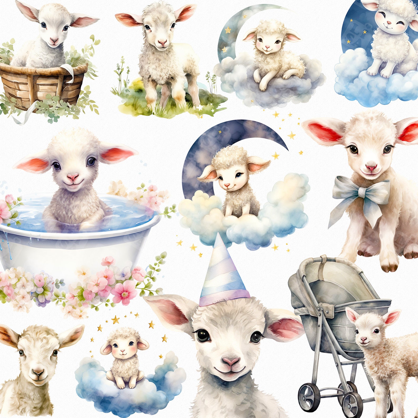 Cute Lamb PNG Clipart Set Perfect for Lamb Nursery or - Etsy