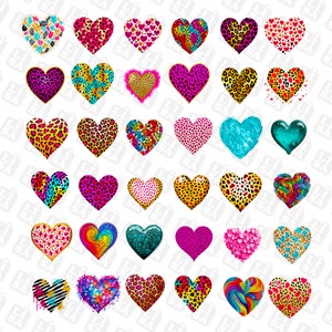 55 Heart PNG Bundle, Digital Heart Images, Heart Clipart, Heart ...