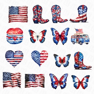 4th of July Independence Day Watercolor Clipart, Fourth of July ...