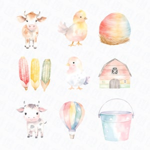 Watercolor Cute Farm Baby Shower Png - Cute Farm Animals, Nursery ...