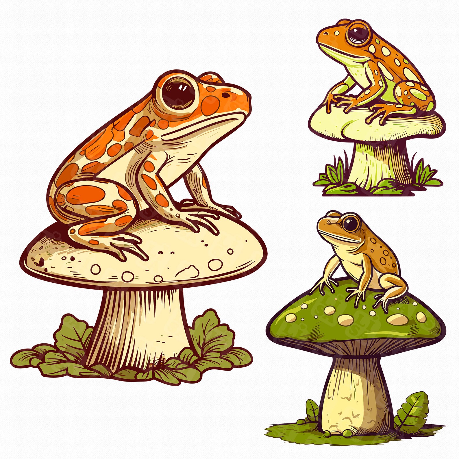 Frog on Mushroom Png Mushroom Clipart Fairycore Frog Retro - Etsy