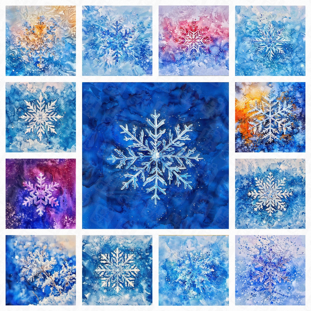 39 Watercolor Winter Snowflake Digital Paper - Snowflake Printable ...
