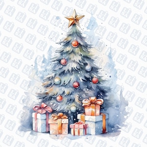 24 Watercolor Christmas Tree Printable - Watercolour Christmas Wall Art ...