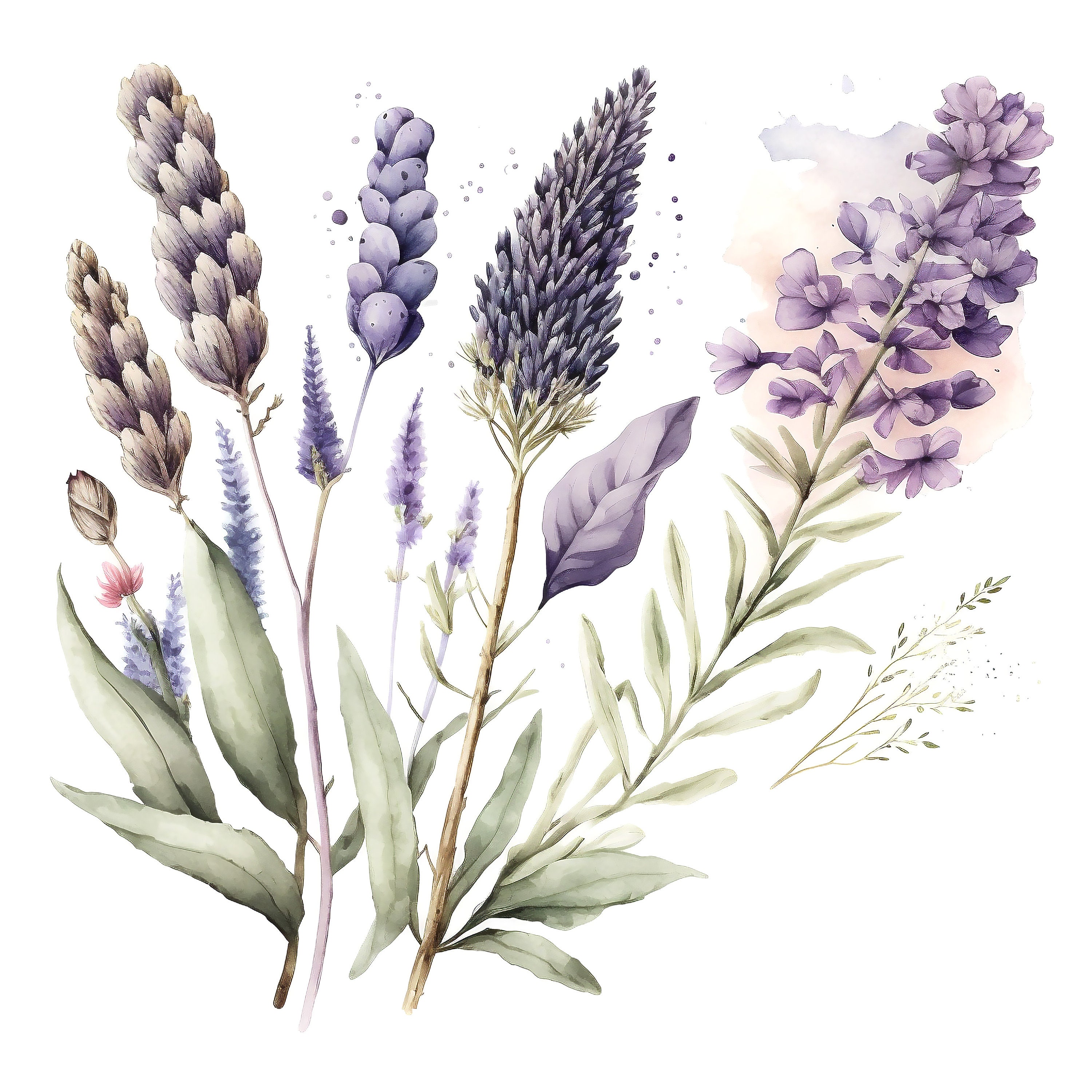 Watercolor Lavender Clipart 8 High Quality Jpgs Lavender - Etsy