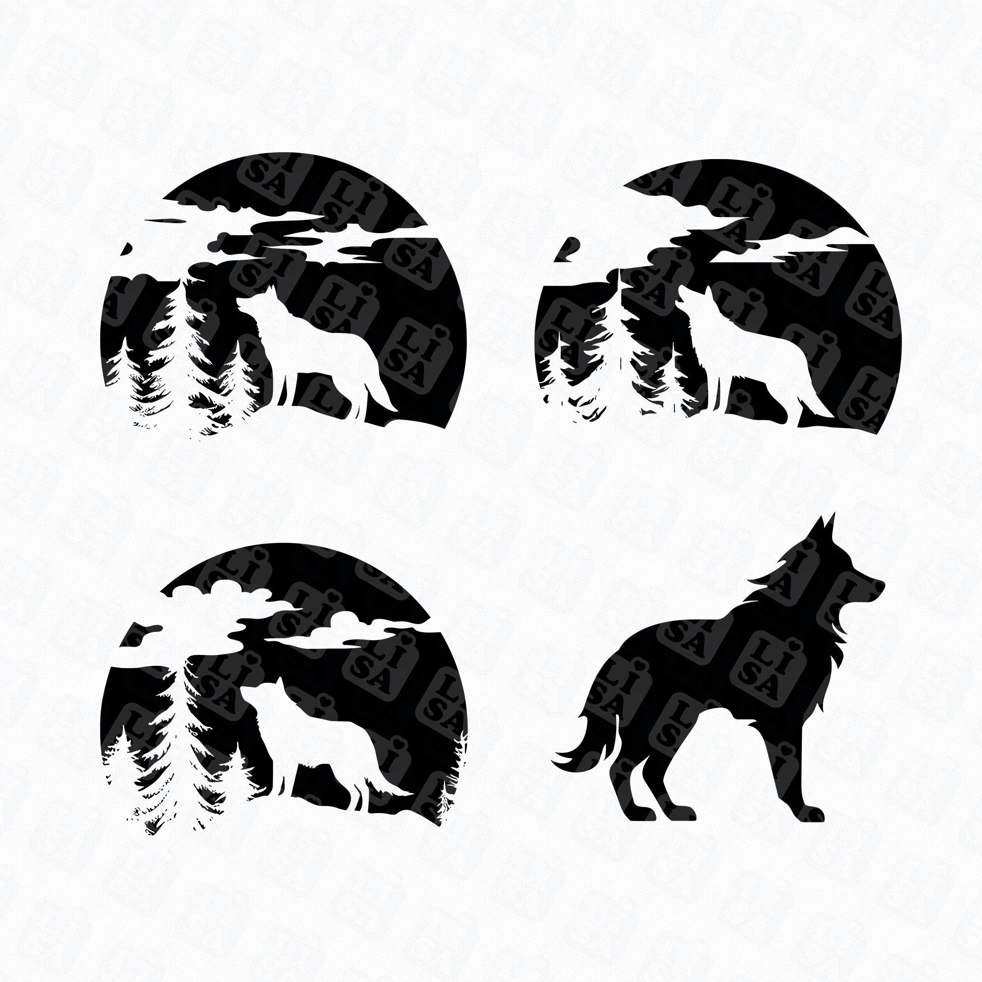 Wolf Svg Woodland Animals Svg Wolf Cutout Clipart Forest - Etsy