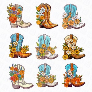 Cute Cowgirl Boots With Flowers Png - Country Girl Png, Floral Western ...
