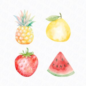 Watercolor Pastel Fruit Png - Nursery Clipart - Nursery Fruits, Soft ...
