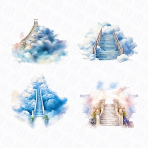 Watercolor Heaven PNG - Christian Clipart, Stairs to Heaven Entrance ...