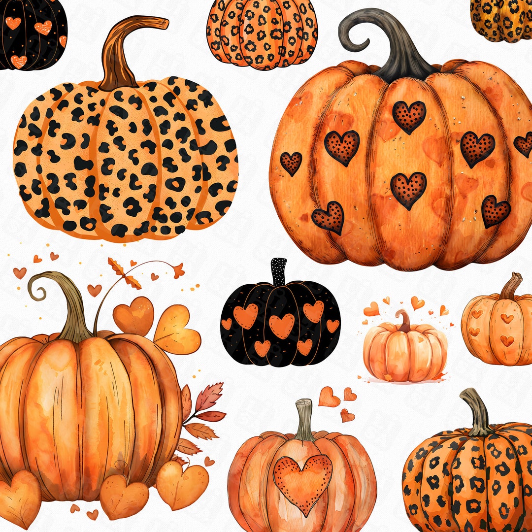 48 Leopard Pumpkin Png, Leopard Print Pumpkin Sublimation, Heart ...