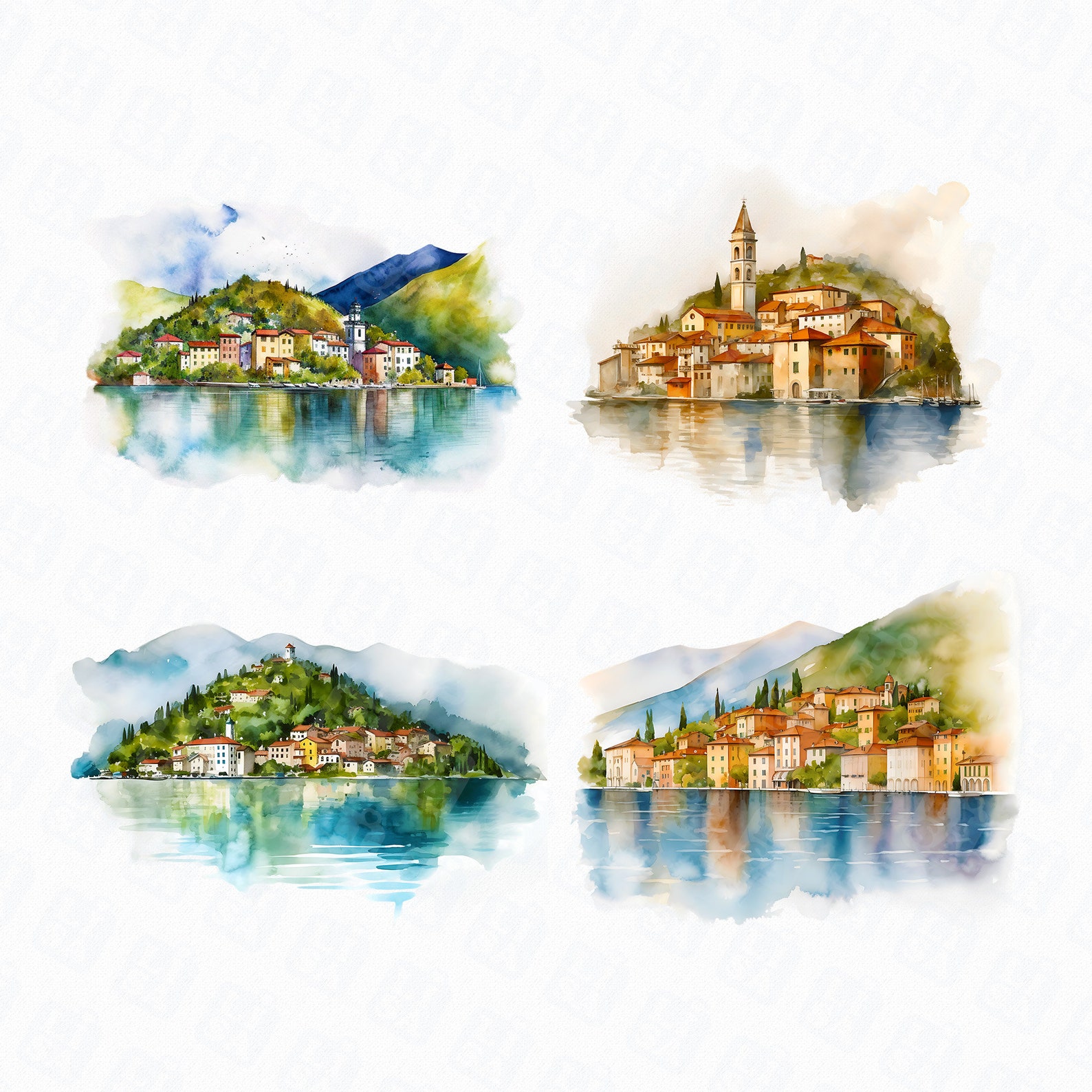 Watercolor Lake Como Png Northern Italy Trip Lake Clipart - Etsy