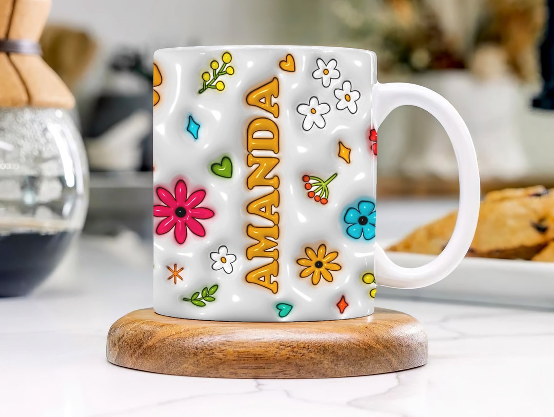 3D Name Inflated Mug Wrap Sublimation Design 11oz & 15oz, Puffy Custom ...