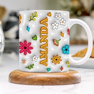 3D Name Inflated Mug Wrap Sublimation Design 11oz & 15oz, Puffy Custom ...