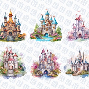 24 Watercolor Fairy Castle Png. Fairy Tale Clipart. Digital Watercolor ...