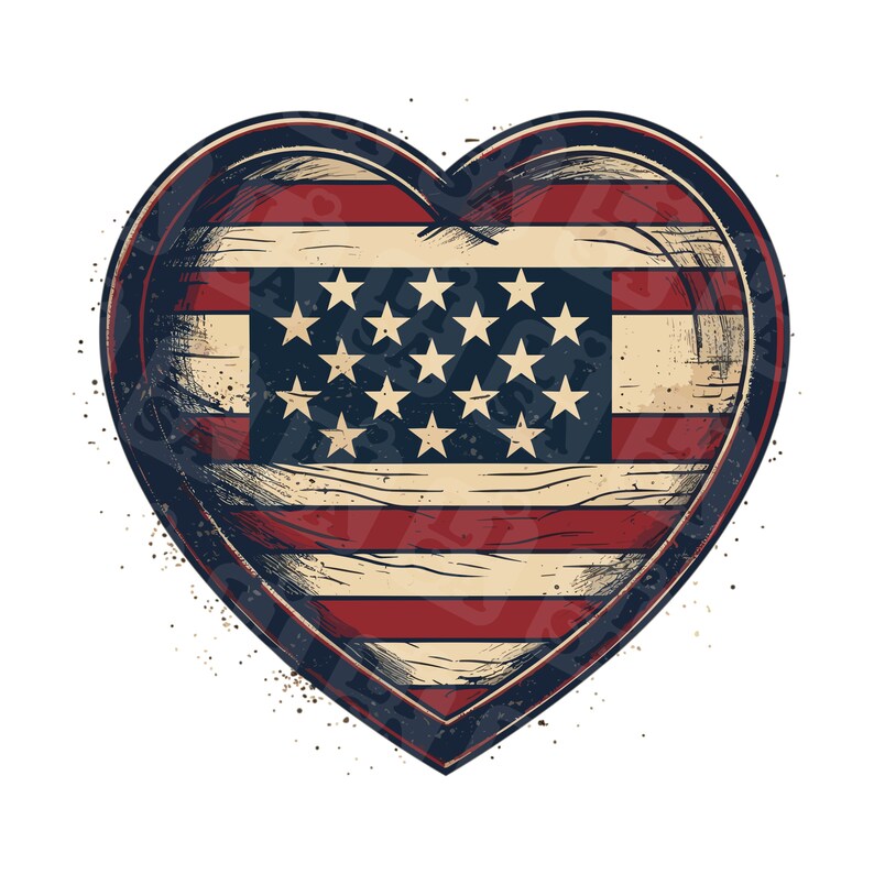 Retro American Heart Clipart Png 4 USA Sublimation Retro USA - Etsy