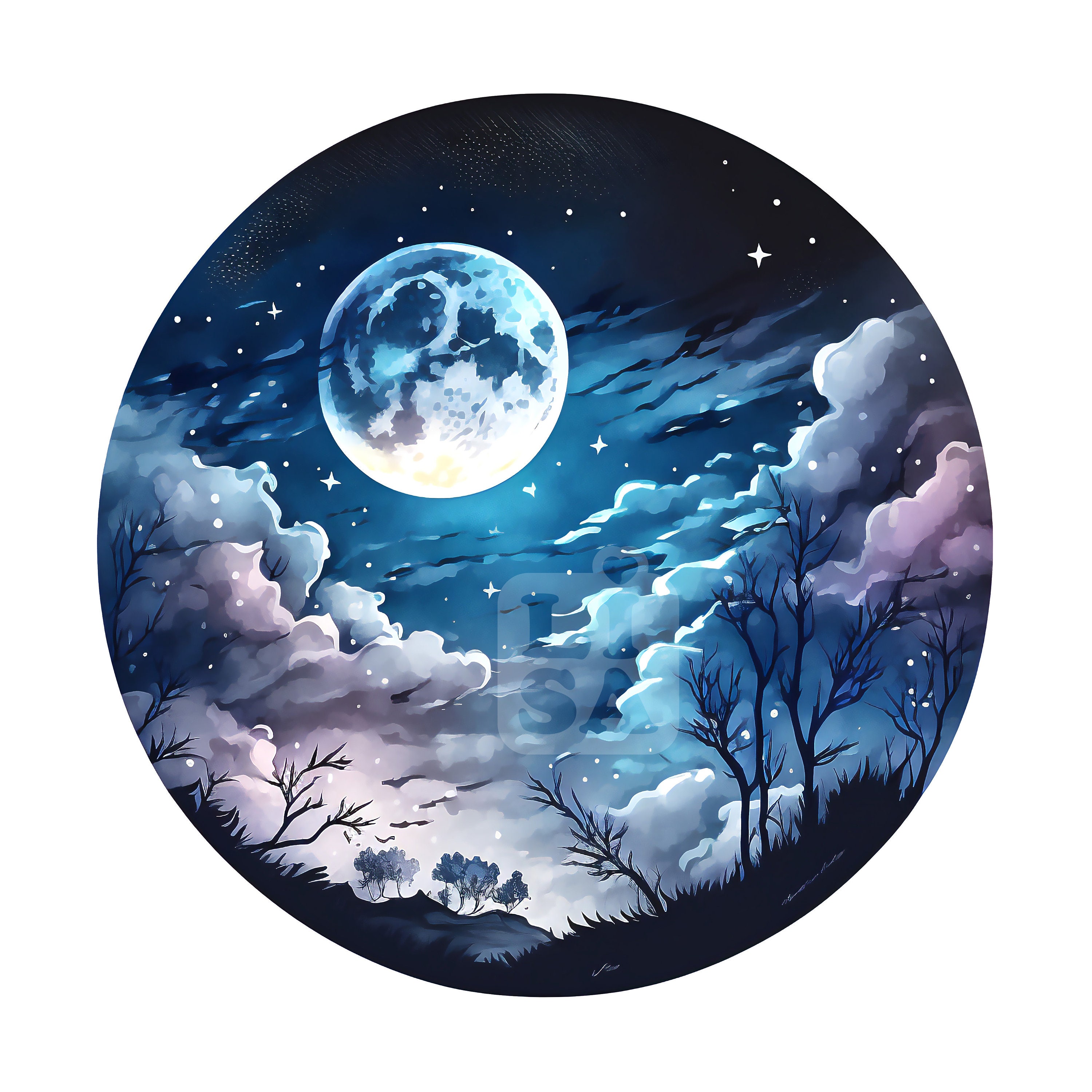 Watercolor Magical Night Sky Clipart 8 High Quality Jpgs - Etsy