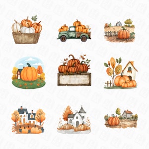 50 Pumpkin Harvest Clipart Png, Farm Harvest Clipart, Autumn Farmhouse ...