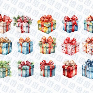 31 Watercolor Christmas Gift Boxes - Merry Christmas Bundle Clipart ...