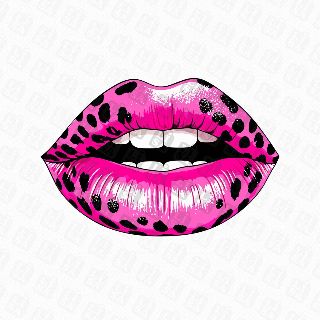 Pink Leopard Lips Png Valentines Day Love Png, Westren Lips Png, Leopard Print, Digital Download ...