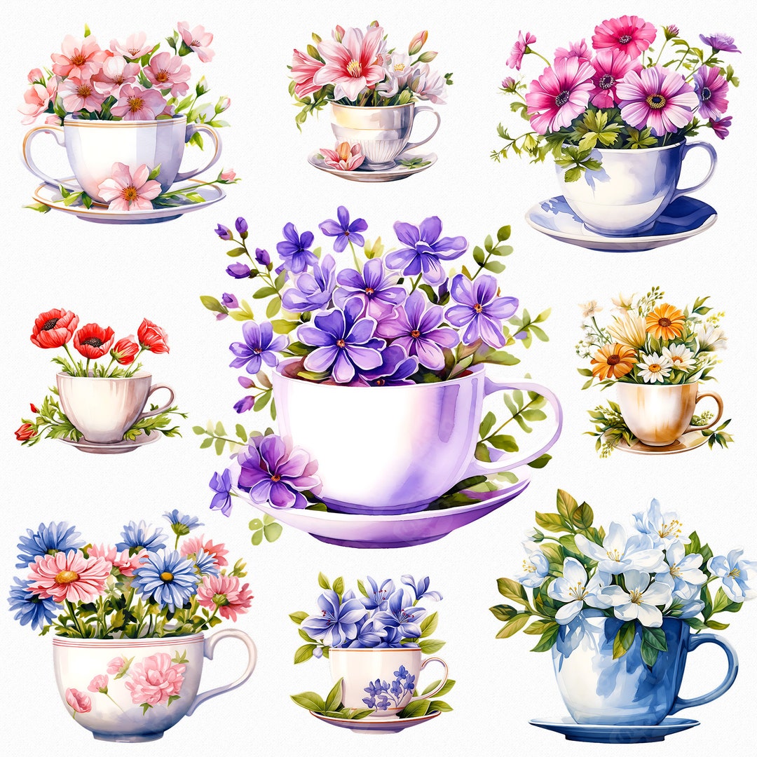 Watercolor Coffee Wild Flowers Png - Coffee Cup Png, Wildflower Clipart ...