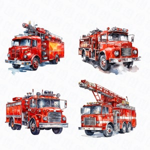 Watercolor Firetruck Png - Digital Clipart, Transportation, Firetruck ...