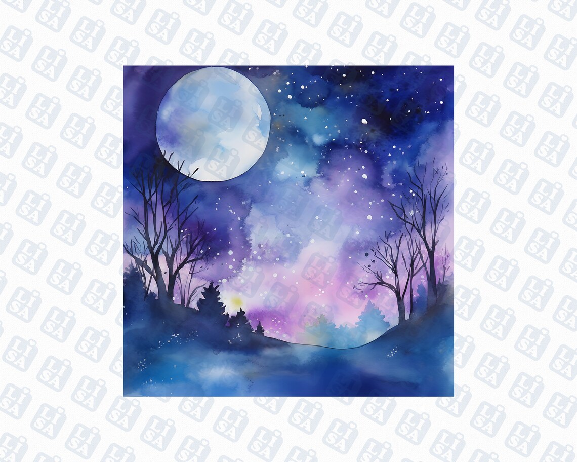 13 Watercolor Magical Night Sky Digital Background Starry - Etsy