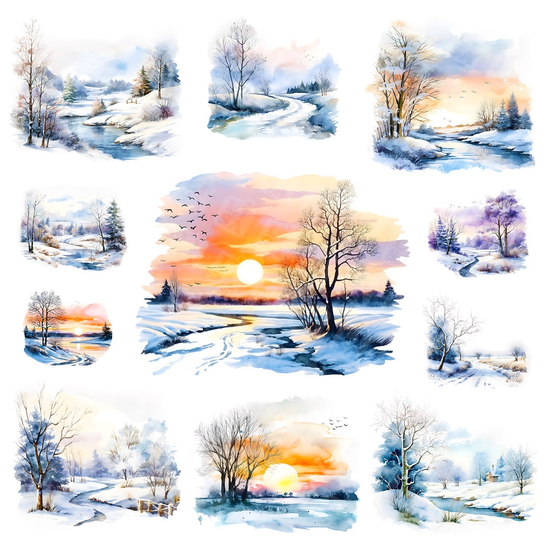 Watercolor Winter Wonderland Png - Winter Png, Scene Clipart, Winter ...