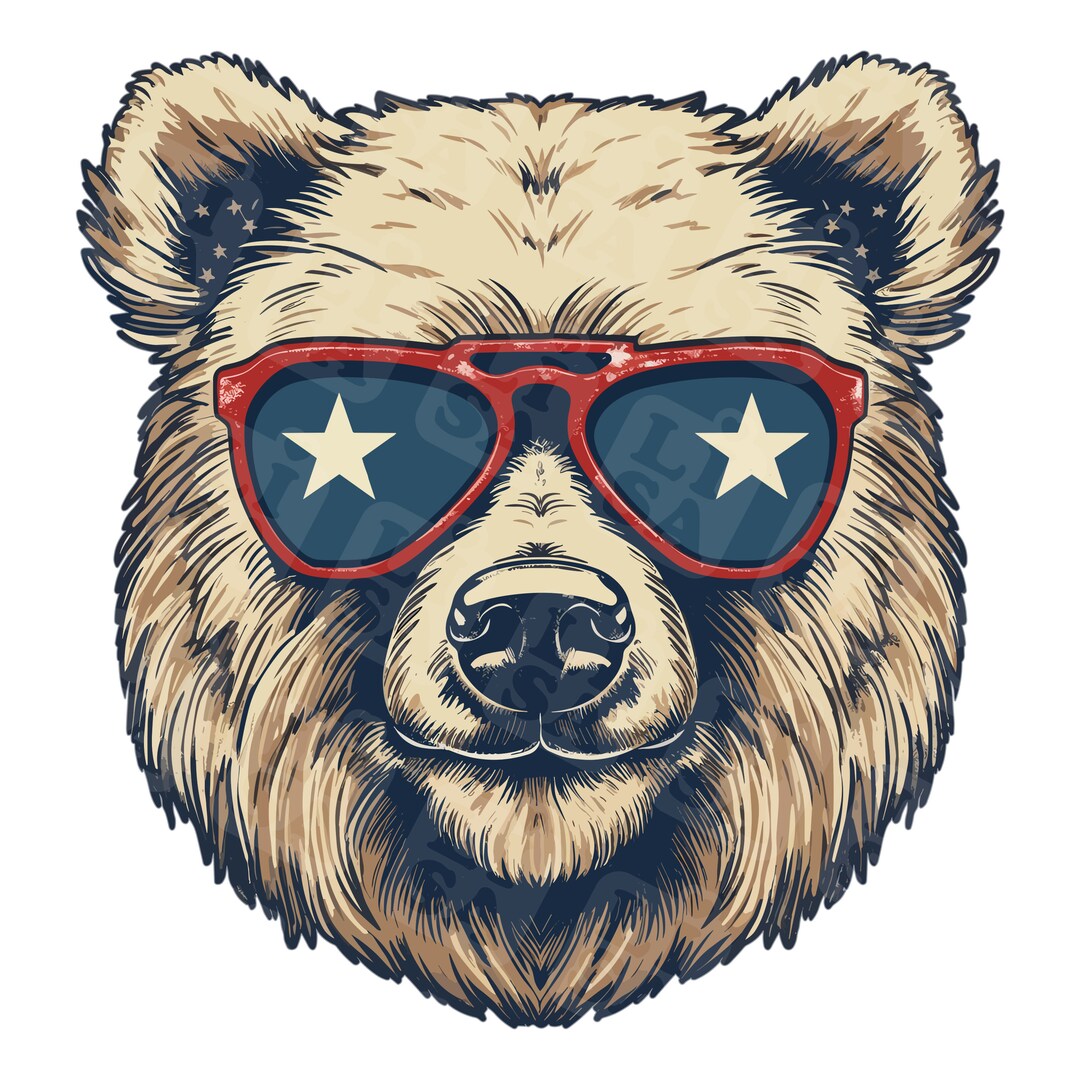 5 Patriotic Bear Head Png, Retro 4th of July Clipart, Americana Clip ...