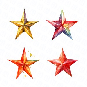 Watercolor Star Clipart - Colorful Christmas Star - Digital Download ...