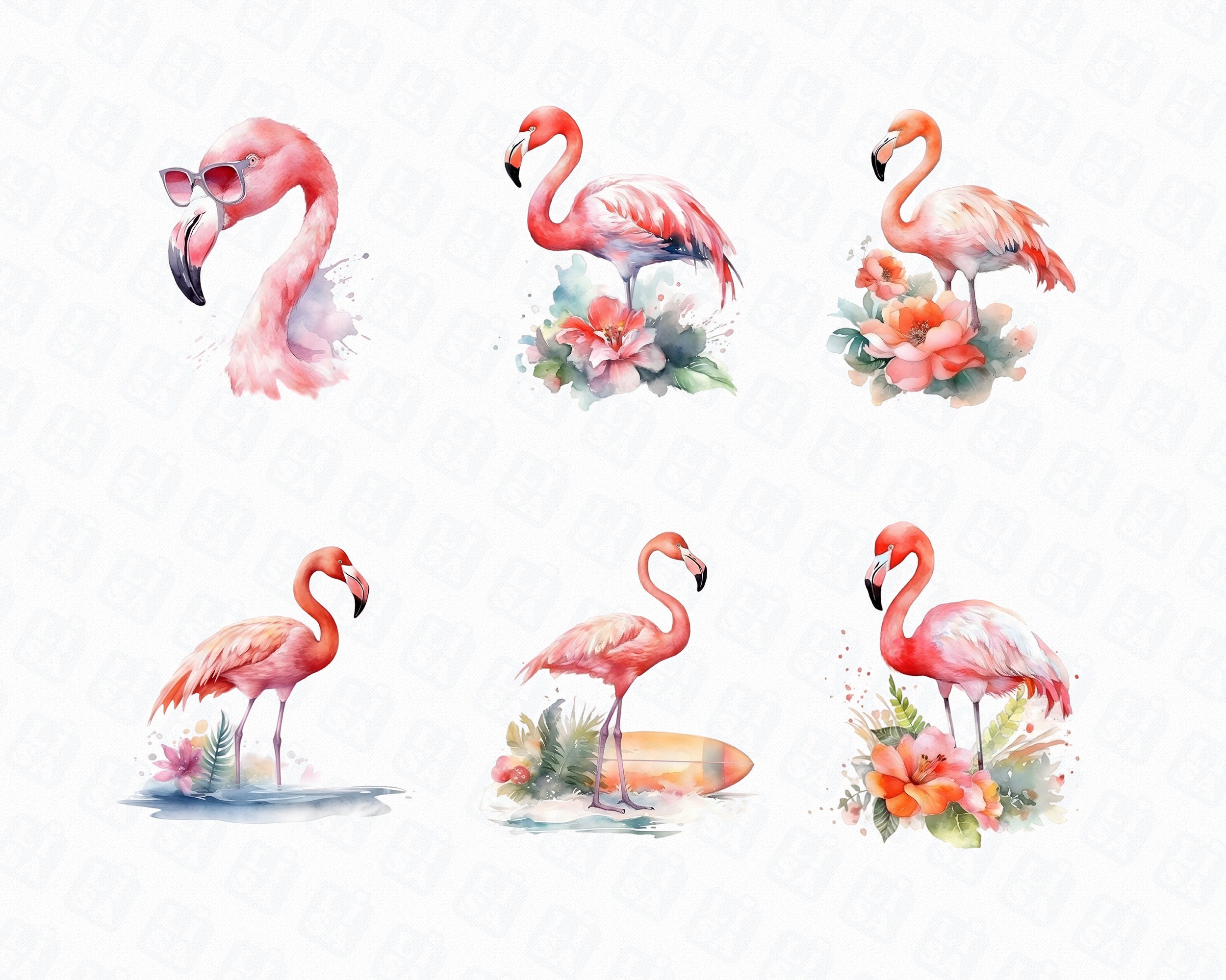 24 Watercolor Flamingo Clipart Funny Summer Clipart - Etsy