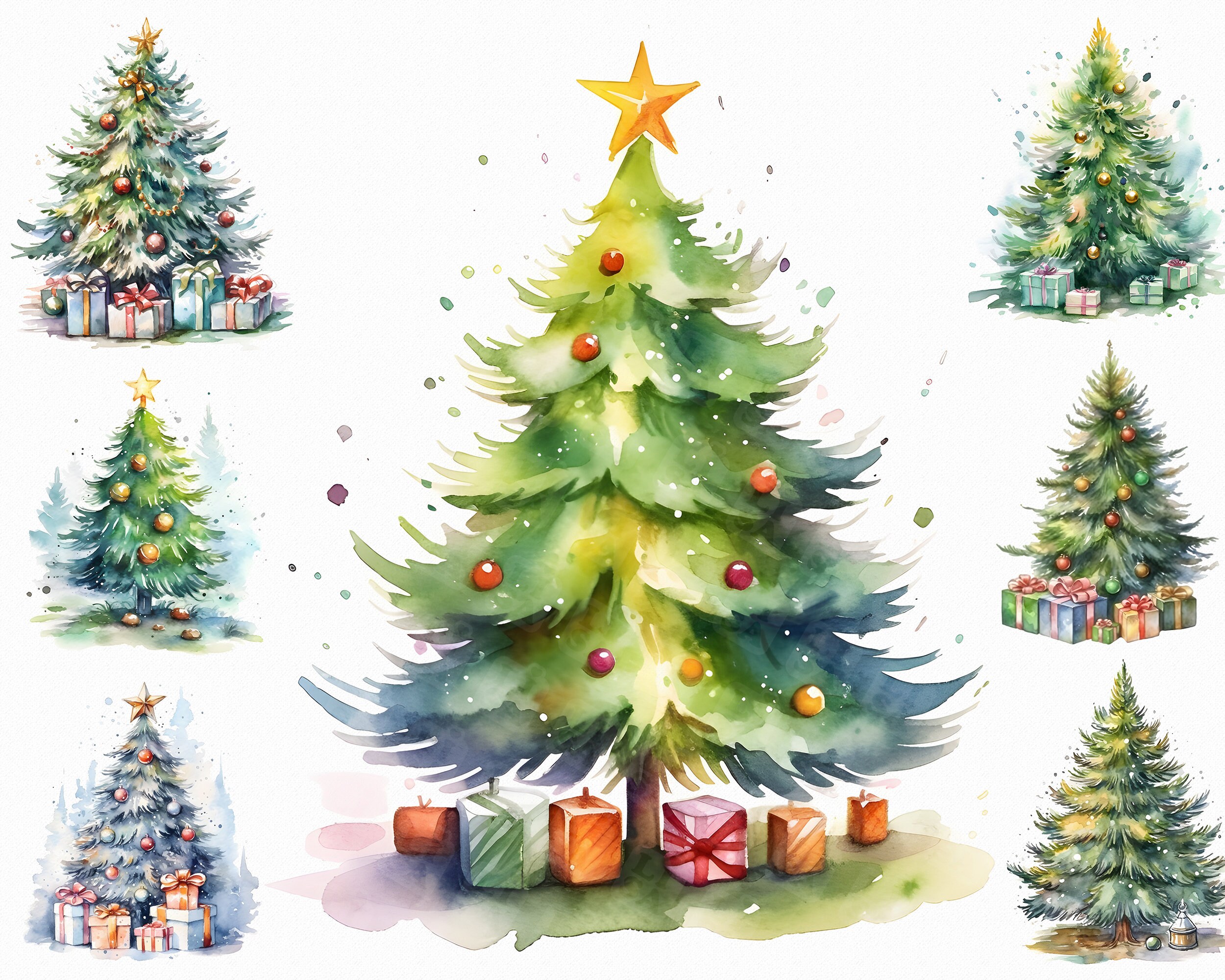74 Watercolor Christmas Tree Craft Making Clipart - Etsy
