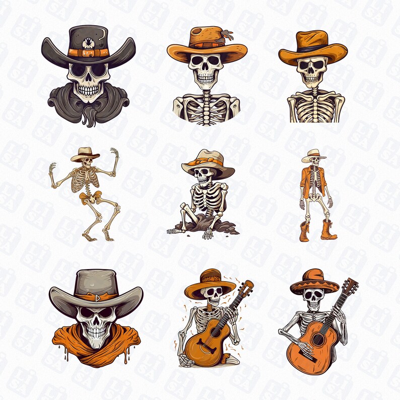 Western Skeleton Png Western Cowboy Skull Clipart Cool - Etsy