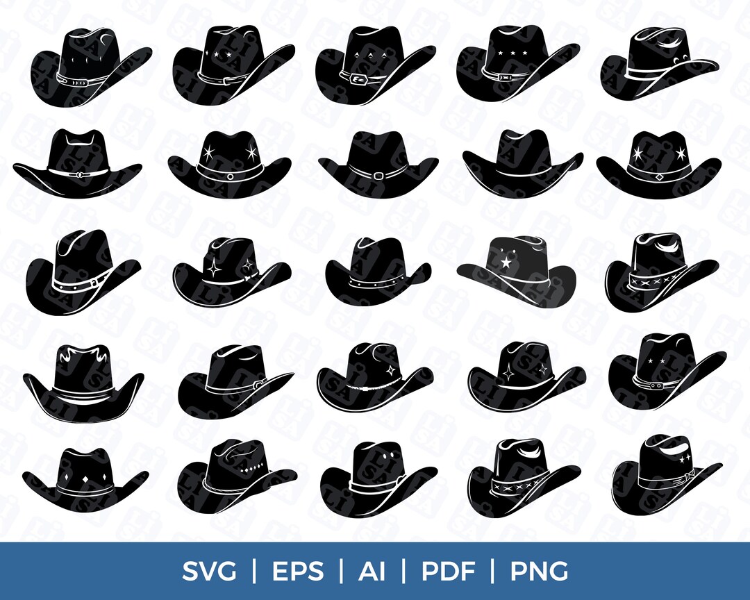 25 Cowboy Hat Svg. Texas Svg. Western Hat Vector Clipart. Country Hat ...
