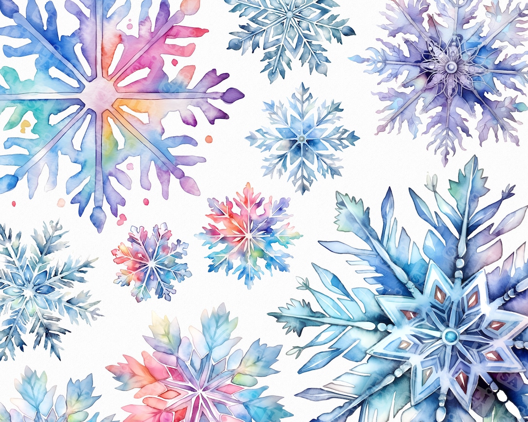 16 Watercolor Winter Png - Colorful Snowflake Clipart With Transparent ...