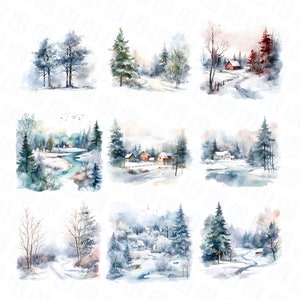 23 Watercolor Winter Wonderland Background - Winter Landscape Printable ...
