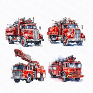 Watercolor Firetruck Png - Digital Clipart, Transportation, Firetruck ...