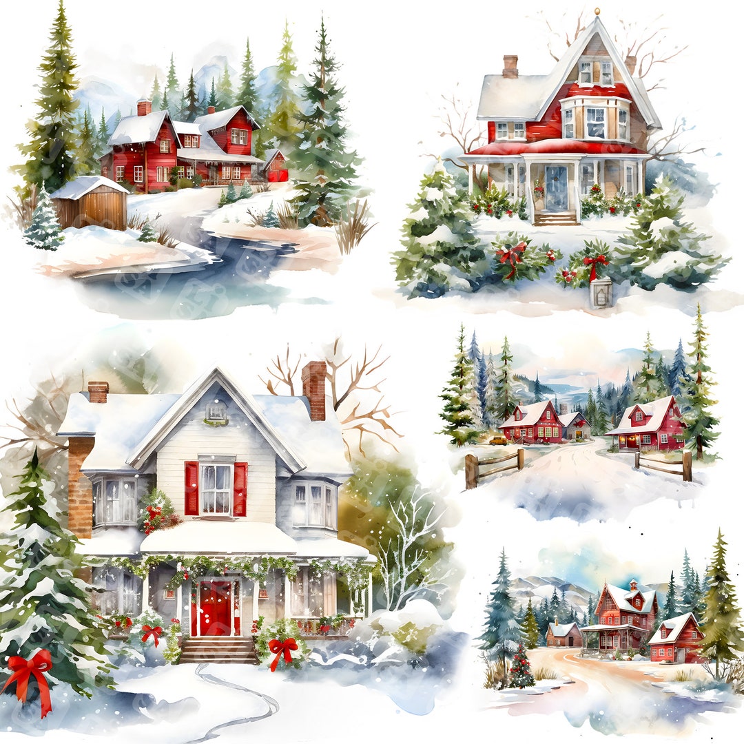 Watercolor Christmas House Png - Christmas Village Png Clipart ...