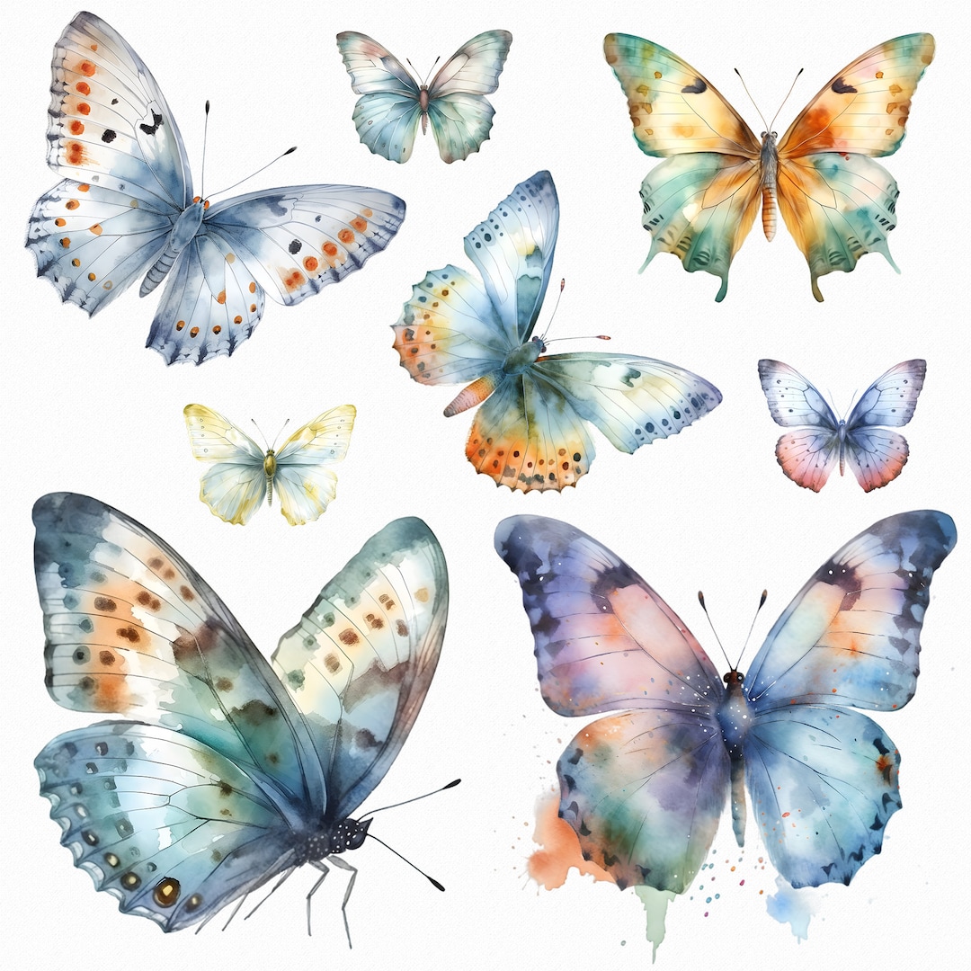21 Pastel Butterfly Png - Watercolor Butterflies Clipart Graphics in ...