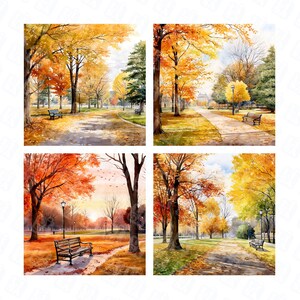 Autumn Park Digital Paper Digital Paper - Digital Background, Park ...