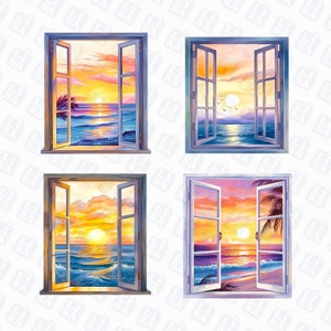 Watercolor Beach Window Png - Sea Window, Ocean Window Clipart, Blue ...