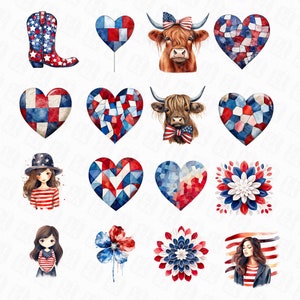 4th of July Independence Day Watercolor Clipart, Fourth of July ...