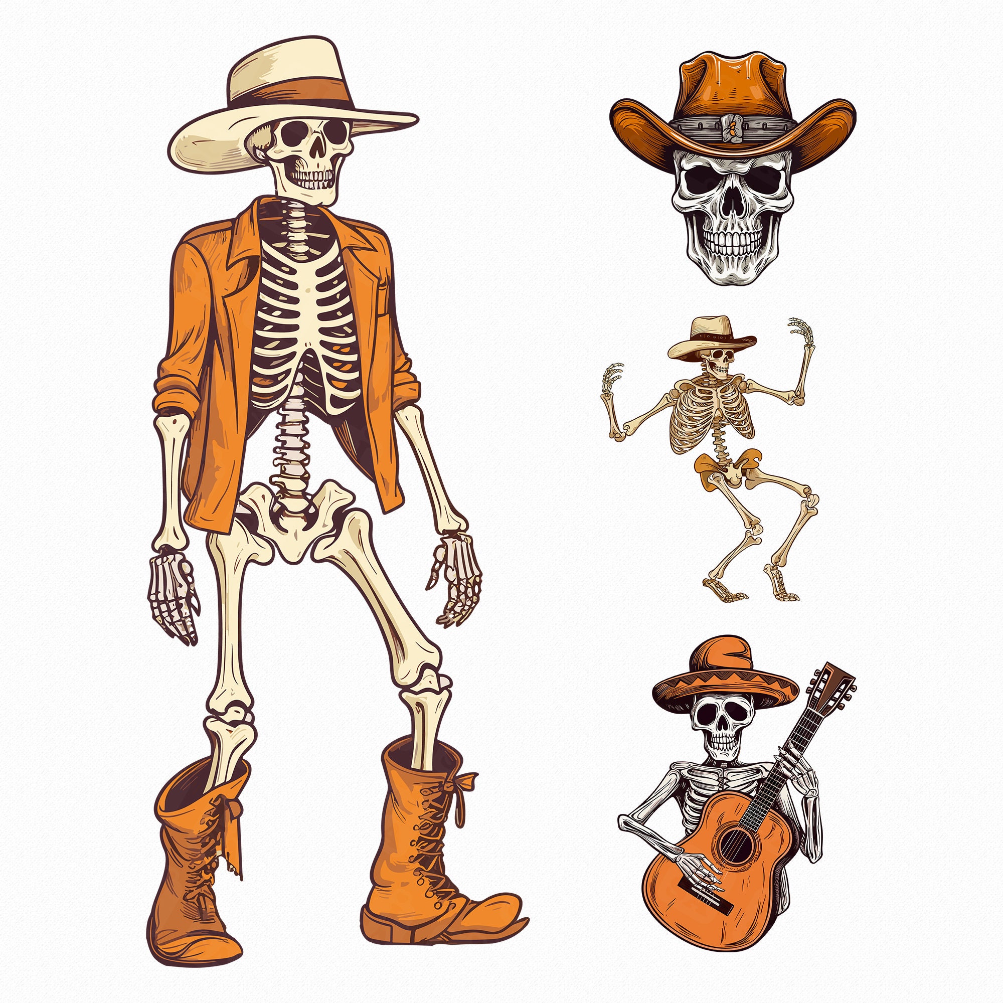 Western Skeleton Png Western Cowboy Skull Clipart Cool - Etsy