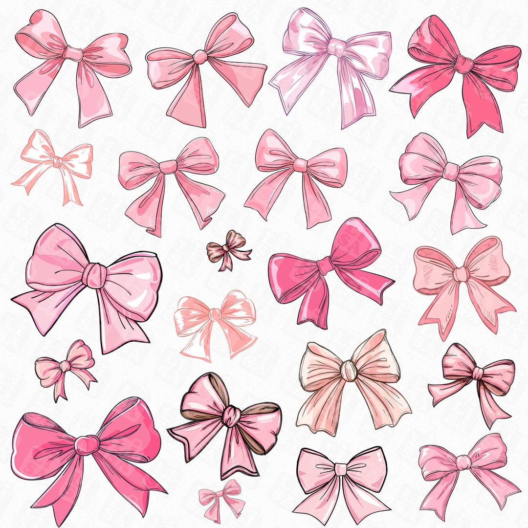 25 Coquette PNG Bundle, Cute Coquette Bows Png Svg, Pink Ribbon ...