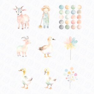 Watercolor Cute Farm Baby Shower Png - Cute Farm Animals, Nursery ...