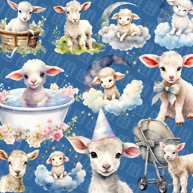 Cute Lamb PNG Clipart Set Perfect for Lamb Nursery or - Etsy