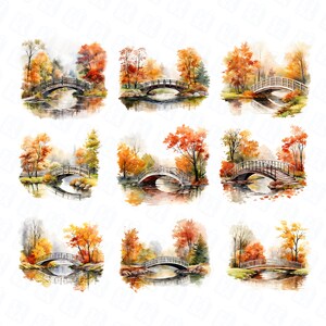 Watercolor Autumn Bridge Png - Autumn Clipart, Autumn Graphics ...