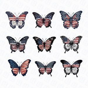 14 Patriotic Butterfly Png - American Flag Clipart - Digital Download ...